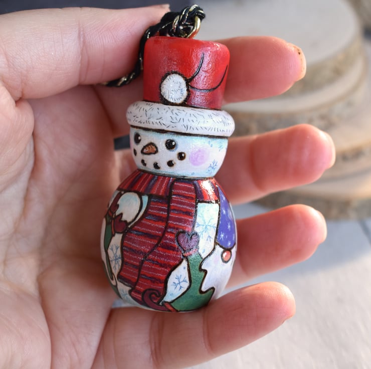 Gnomes building a snowman, hanging pyrography w... - Folksy