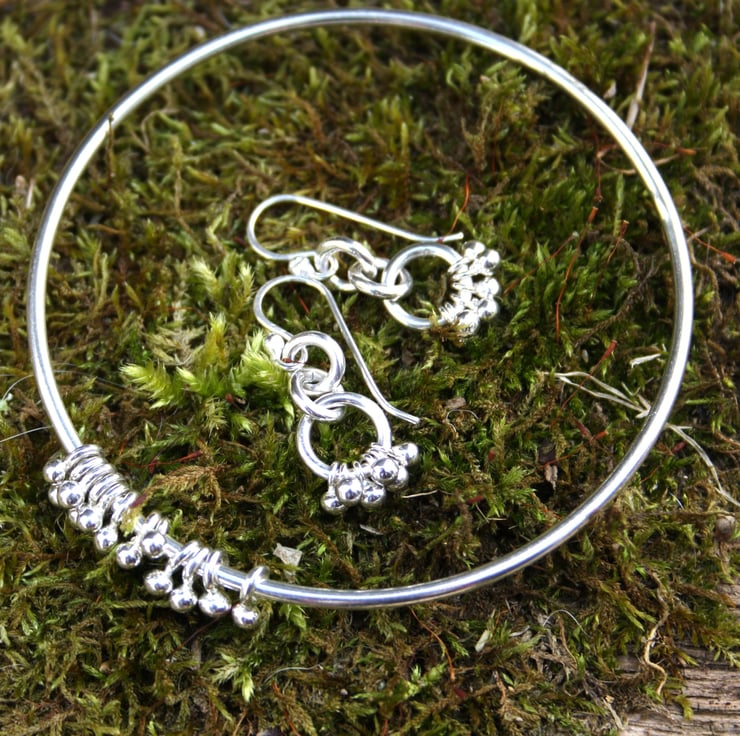 Sterling silver charm bangle - Folksy