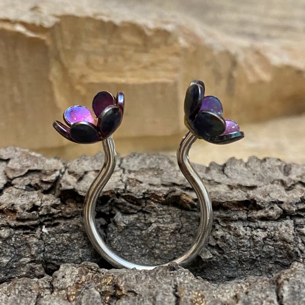 Open flower Ring. Pretty statement ring. Open Ring - Folksy