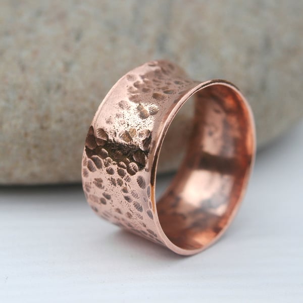 Chunky Forged Copper Ring, His or Hers, size U - Folksy