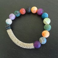 Frosted Cracked Agate and snowflake bead bracelet - Folksy