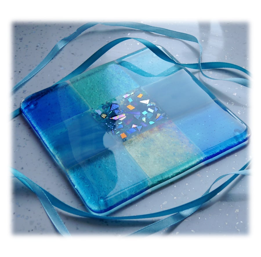 Fused Glass Trivet Turquoise Trivet 16cm 026 - Folksy