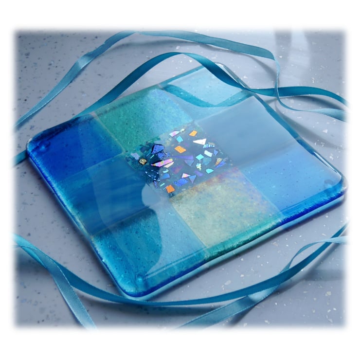 Fused Glass Trivet Turquoise Trivet 16cm 026 - Folksy