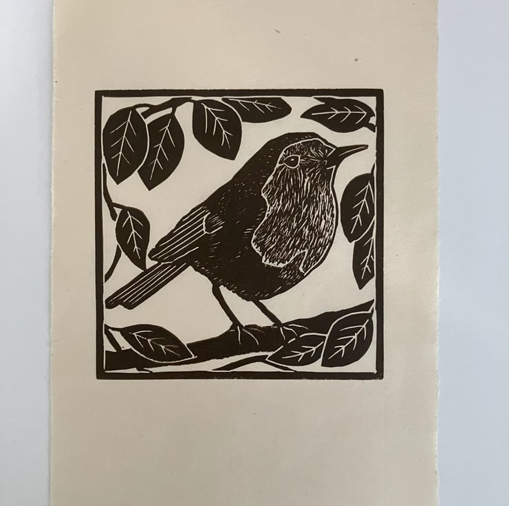 Seconds Sunday - Robin - Linocut Print - Folksy