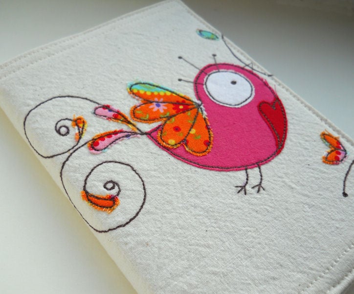 embroidered peacedove notebook - Folksy