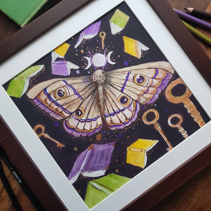The Moon Librarian - original artwork - Folksy