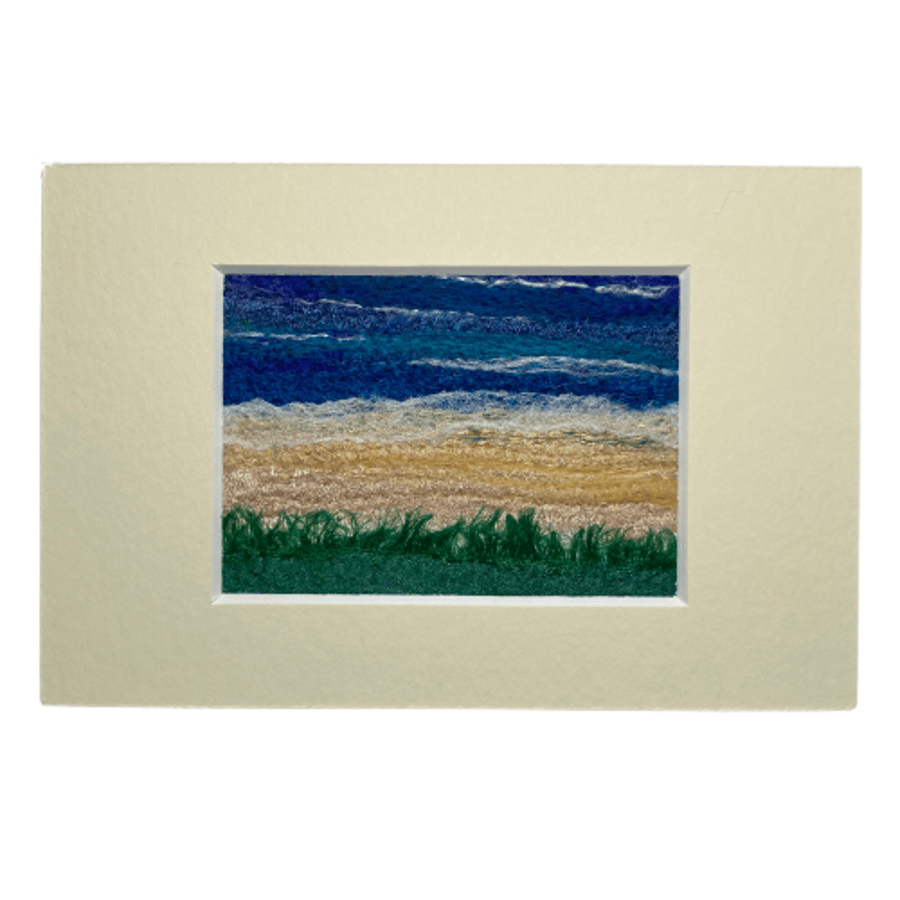 Beach scene, ACEO picture, Textile art , needle... - Folksy