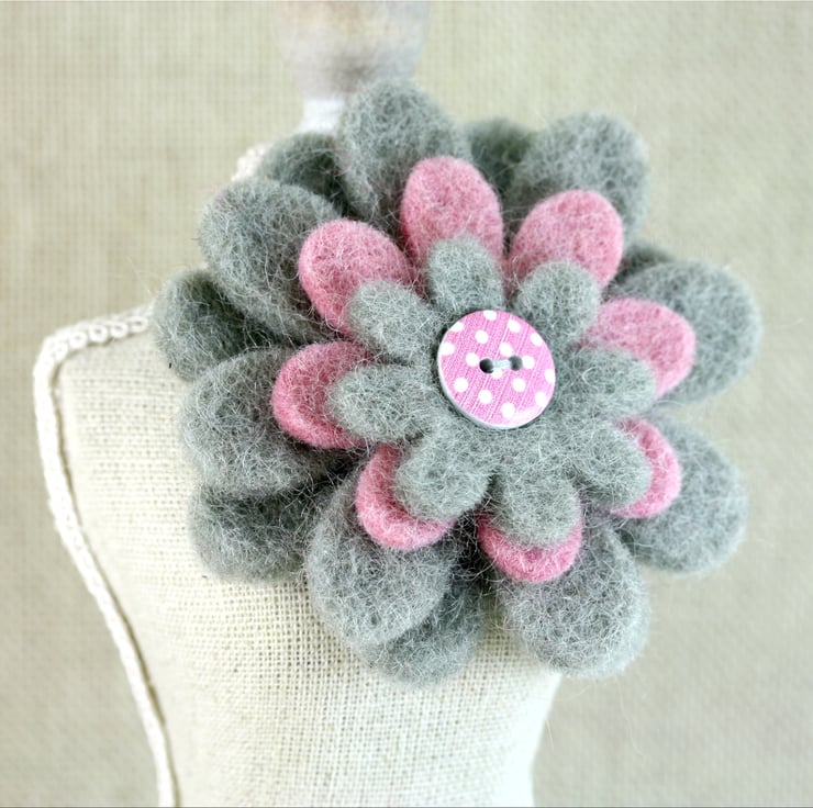 Wool Felt Flower Layered Brooch, Felt Brooch, F... - Folksy
