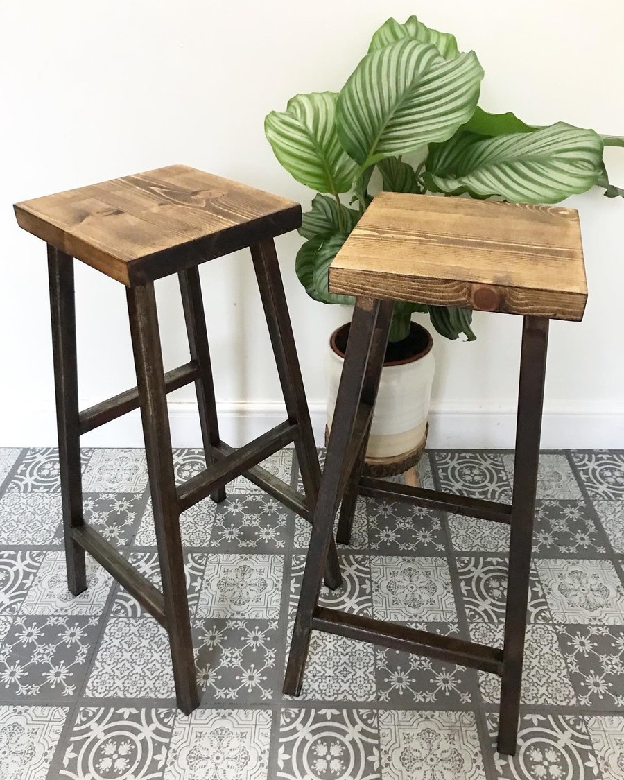 Industrial rust effect patina Bar Stool - Folksy