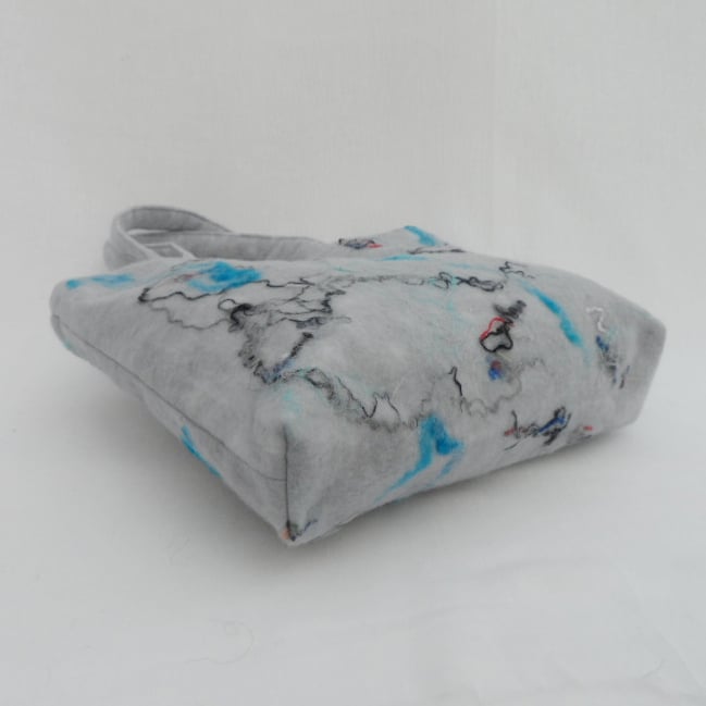 Felted Handbag - grey with random pattern - Folksy