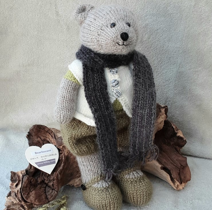 Hand knitted bear, Dressed Teddy Bear, Handmade... - Folksy