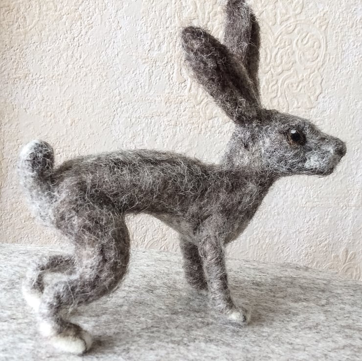 Needle Felted Hare Ornament - Folksy