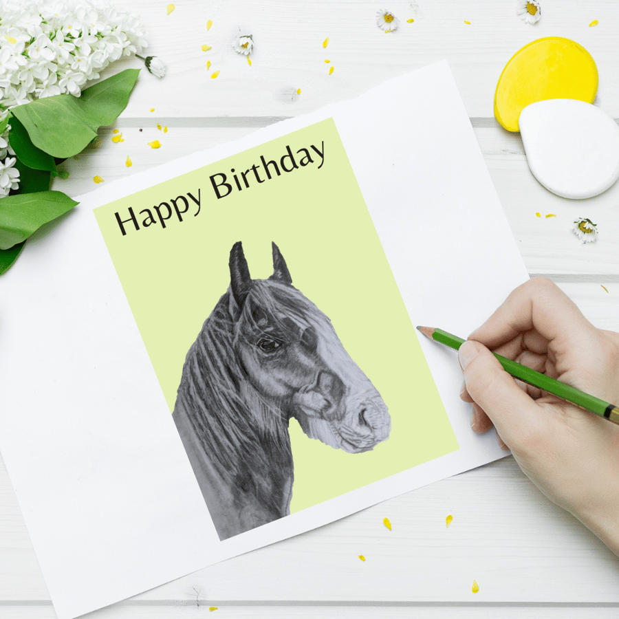 Birthday card for horse lover, shire horse, pon... - Folksy