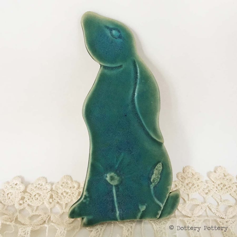 Ceramic Moon Gazing Hare Pottery Hare decoratio... - Folksy