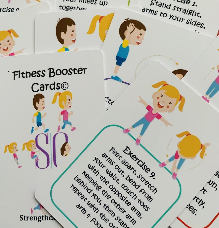 Fitness Cards, Exercises children, PE Cards, cl... - Folksy