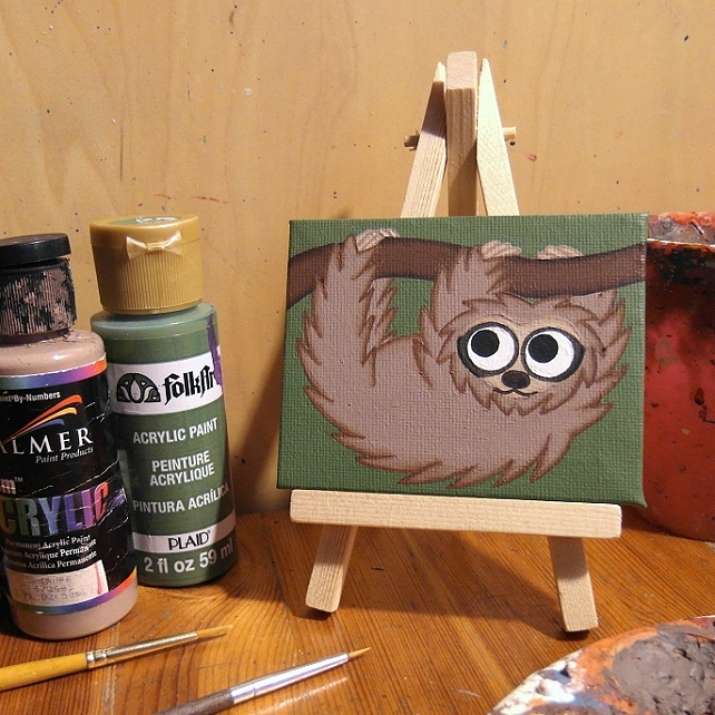Sloth Mini Painting with Easel - Folksy