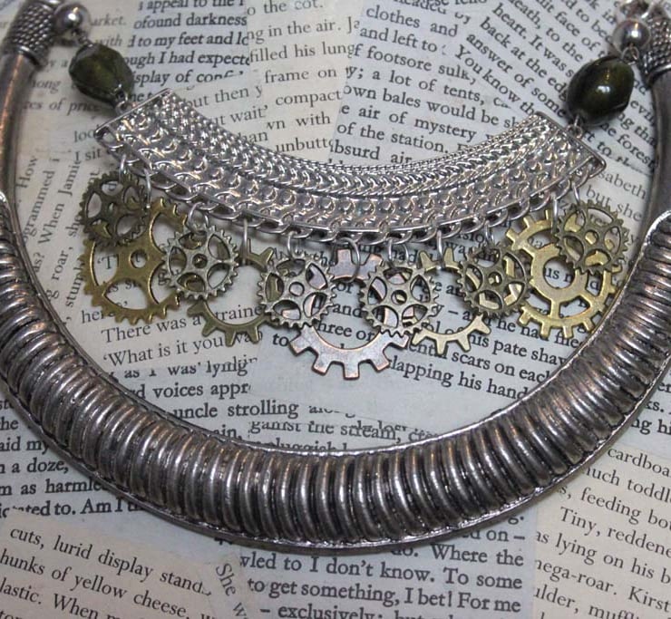 Silver Steampunk Dieselpunk Cog Statement Necklace - Folksy