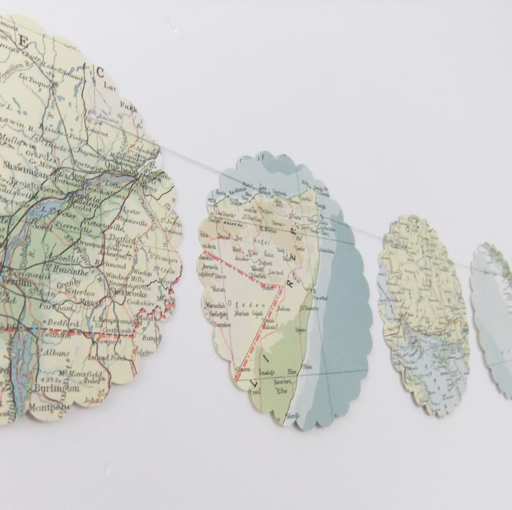 Map Bunting - vintage map bunting - paper bunti... - Folksy