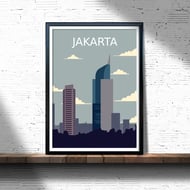 Jakarta retro travel poster, Jakarta print, Ind... - Folksy