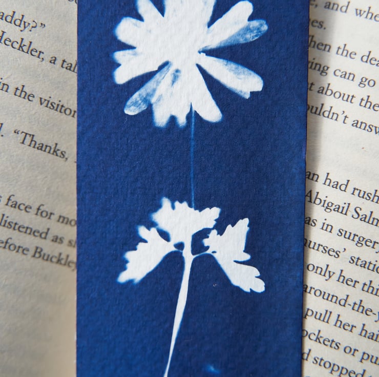 bookmark "Anemone", original cyanotyp... - Folksy