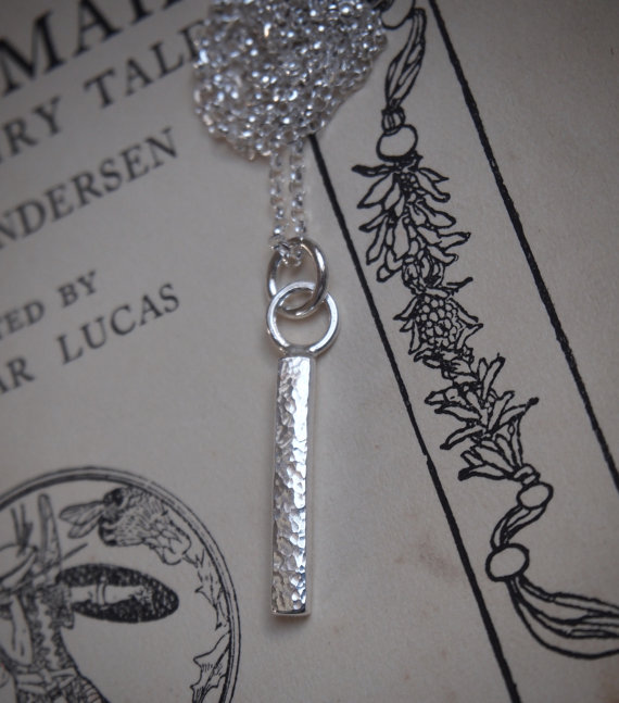 Silver Pendant - Solid silver rod necklace pend... - Folksy