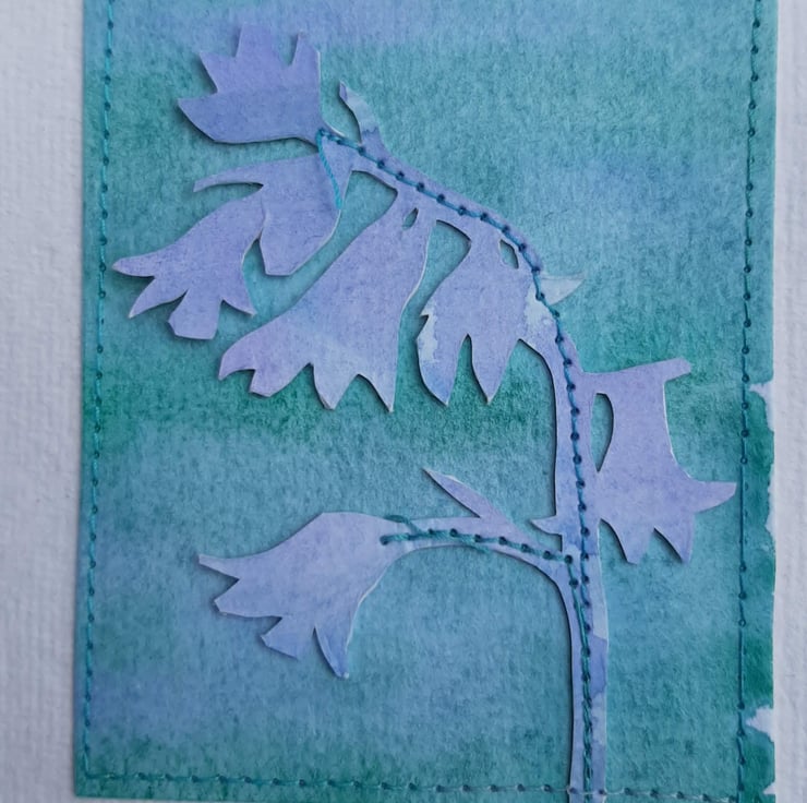 Small Bluebell Stem paper collage - Folksy