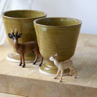 Set of two stoneware pottery goblets - glazed i... - Folksy
