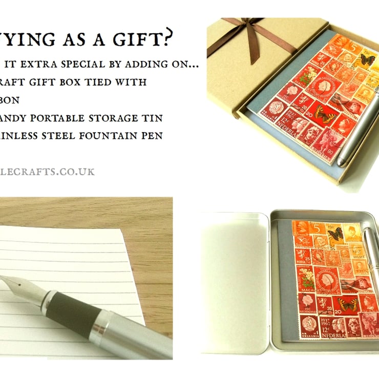 Red Pink Postage Stamp Notebook, A6 - Upcycled ... - Folksy