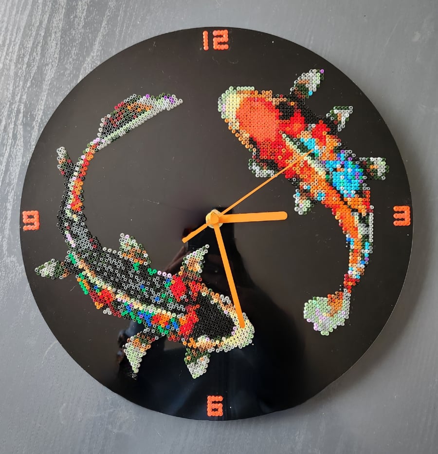 Hama bead koi Carp Clock - Folksy