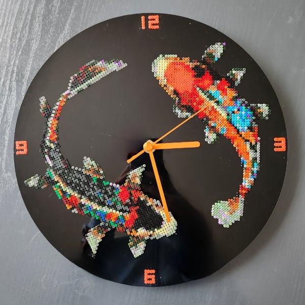 Hama bead koi Carp Clock - Folksy