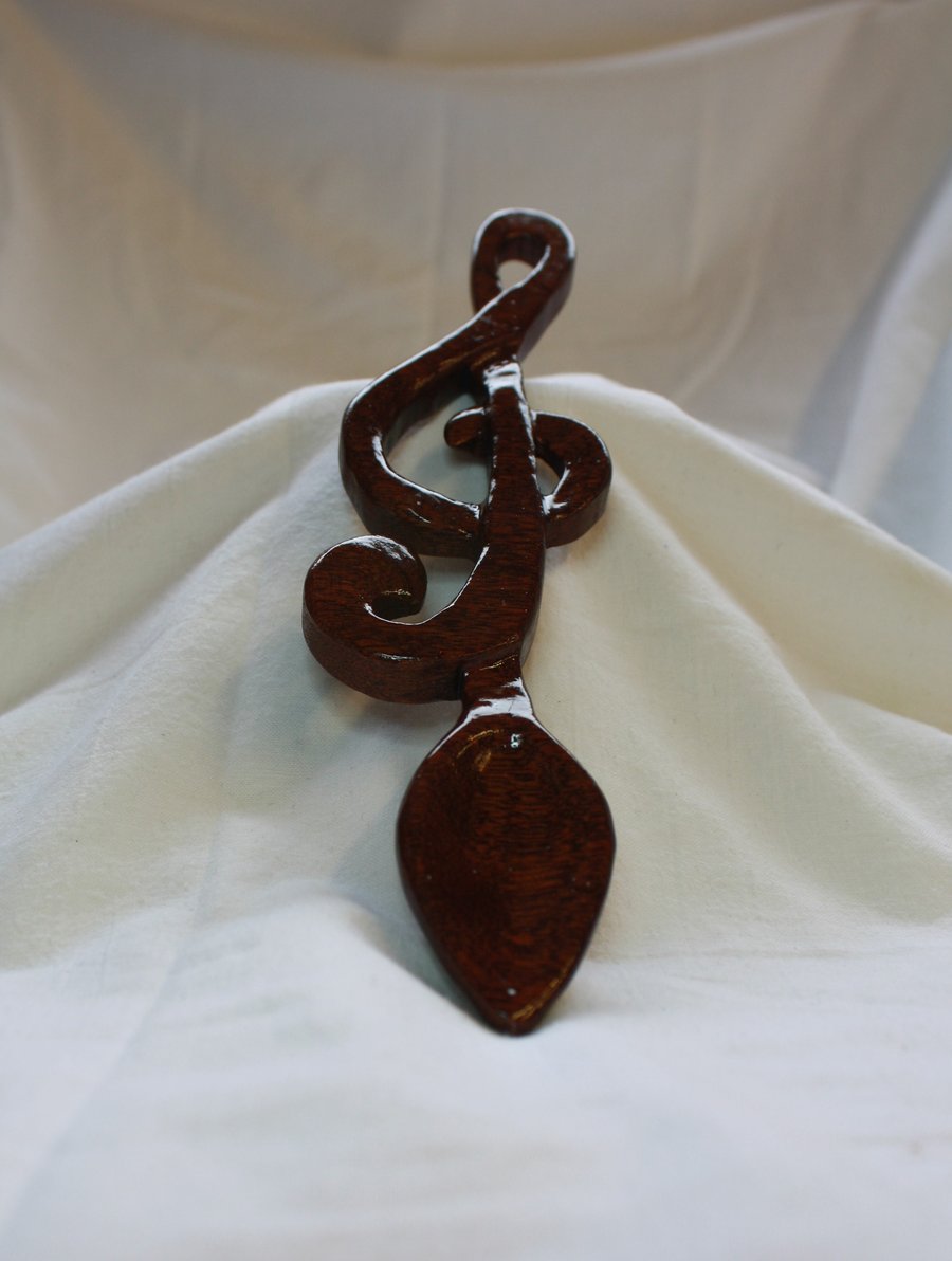 Traditional Wooden Mahogany Lovespoon with a Tr... - Folksy