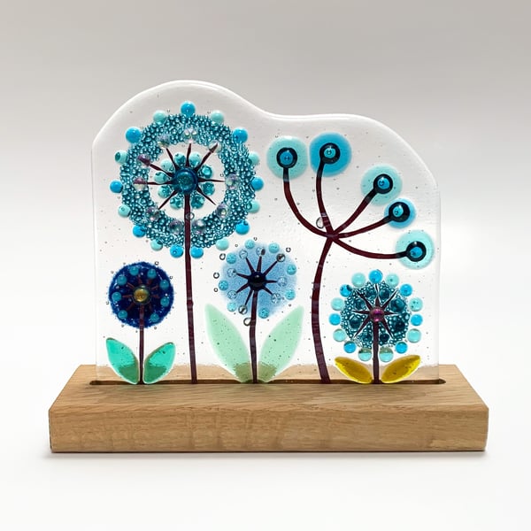 Fused Glass Botanicals on Oak 3 - Handmade Fuse... - Folksy