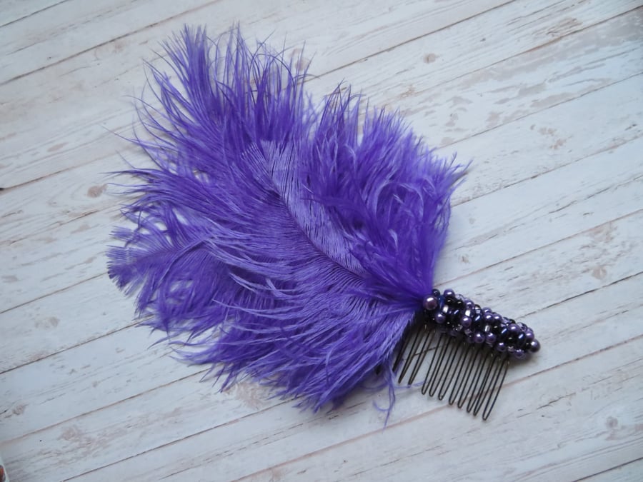 Ultraviolet Purple Ostrich Feather & Crysta... - Folksy