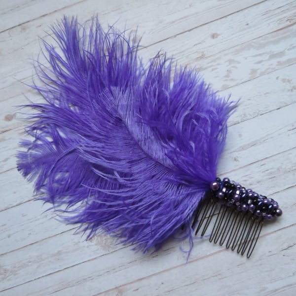 Ultraviolet Purple Ostrich Feather & Crysta... - Folksy