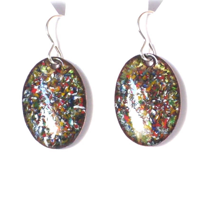 multicolour, enamel chip on clear earrings - ov... - Folksy