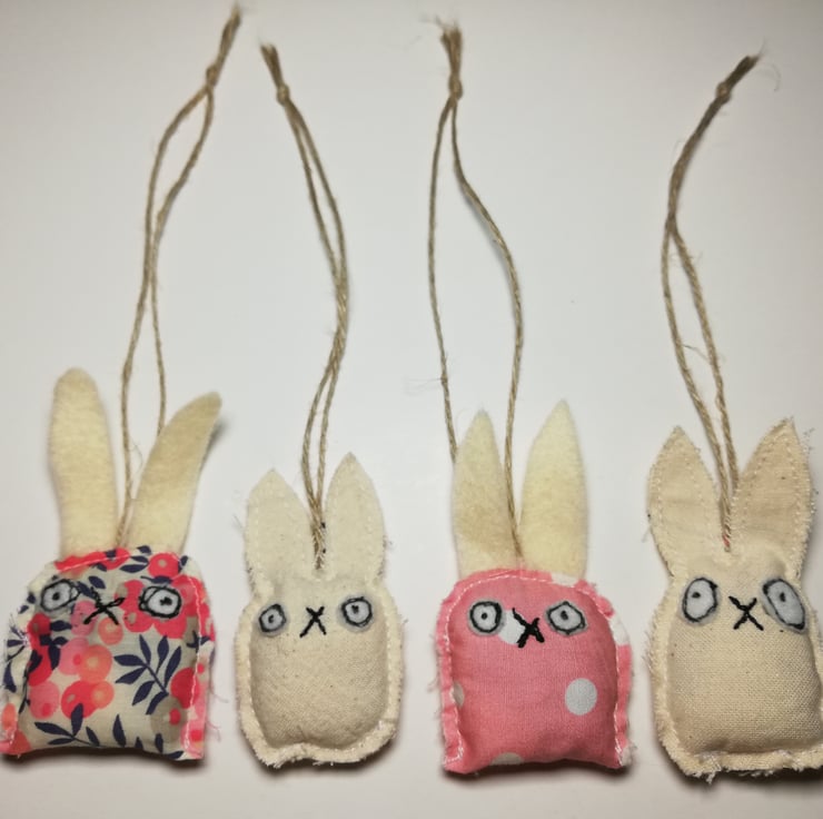 Set of four Lavender Bunnies - Folksy