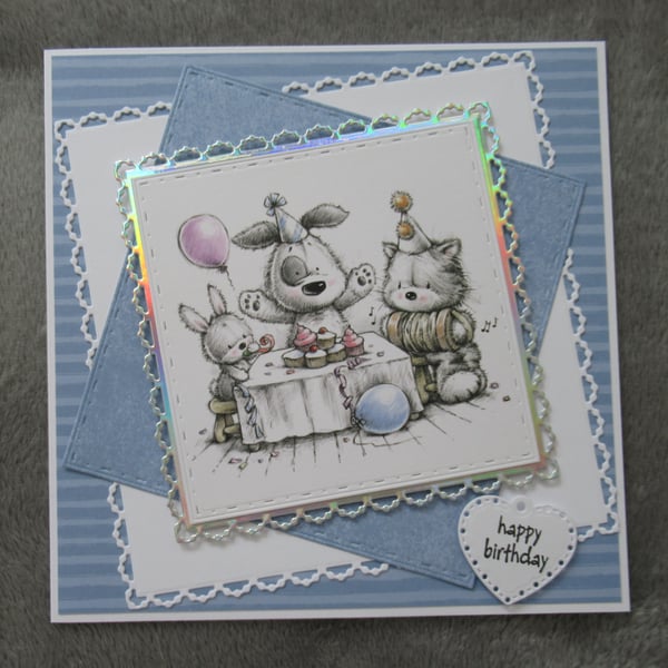 Party Time - Square Birthday Card - Folksy