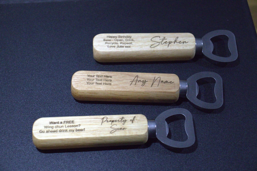 Personal message Personalised Engraved Wood Bot... - Folksy