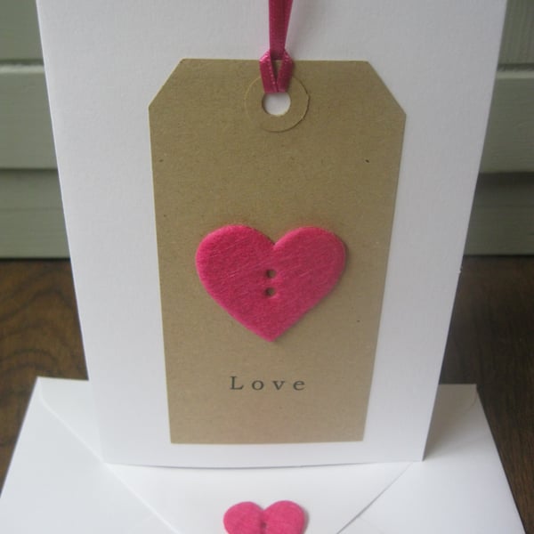 Pink Love Heart Card - Folksy