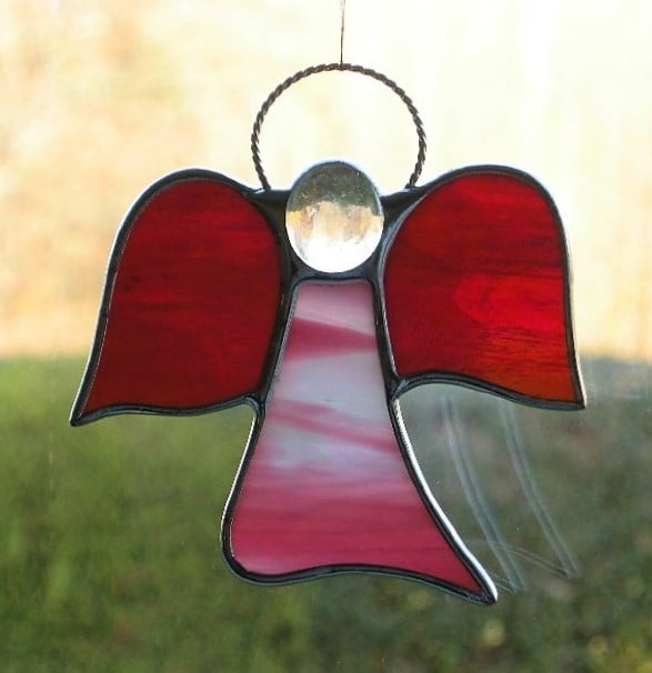 Stained glass (Angel) abstract in red and pink ... - Folksy