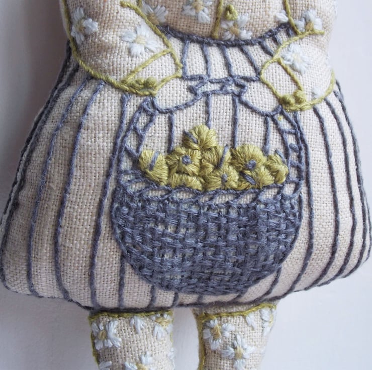 Agnes - A Hand Embroidered Textile Art Doll, Ec... - Folksy