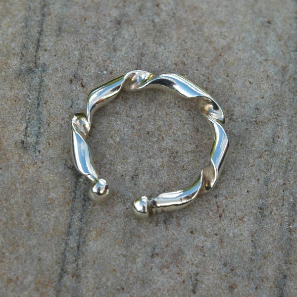 Sterling Silver Open Torc Ring, size L-M, R41D - Folksy