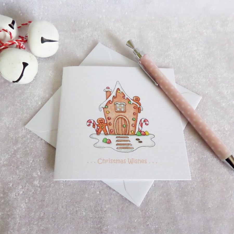 Mini Christmas Card - Gingerbread Men & House - Folksy