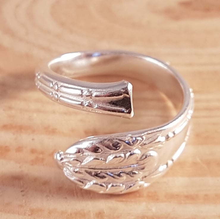 Sterling Silver Upcycled Laurel Spoon Handle Ring - Folksy