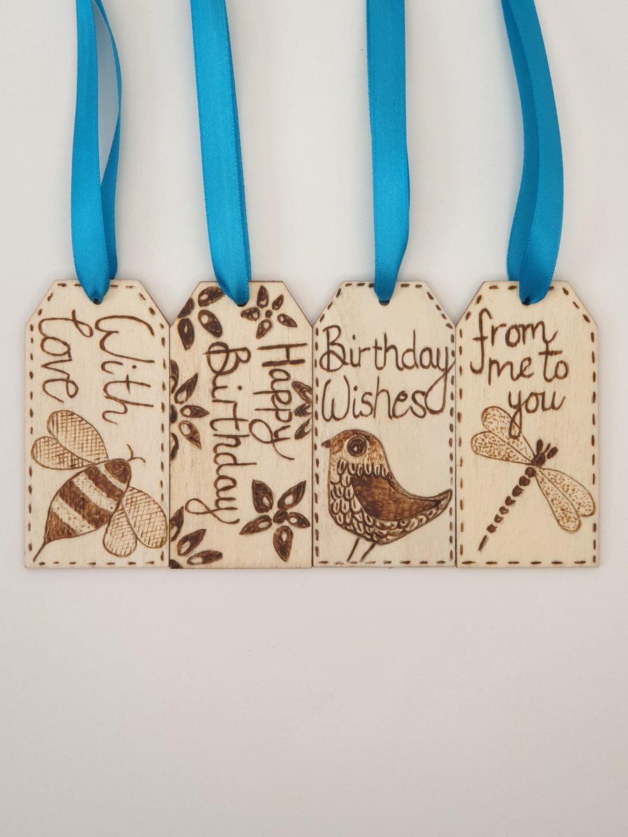 Wooden gift tags, nature pyrography gift labels - Folksy