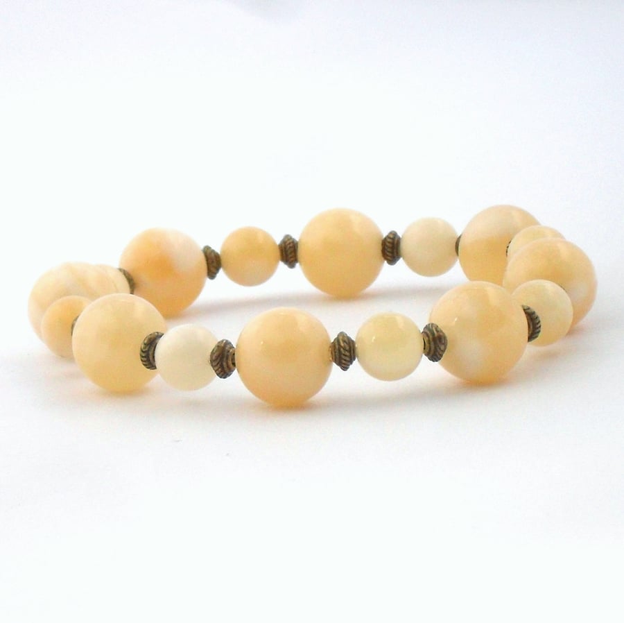 Handmade gemstone bracelet, with honey quartz a... - Folksy