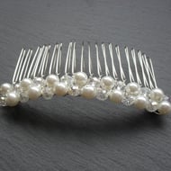 SALE Glass pearl and crystal Hair Comb HC026 - Folksy