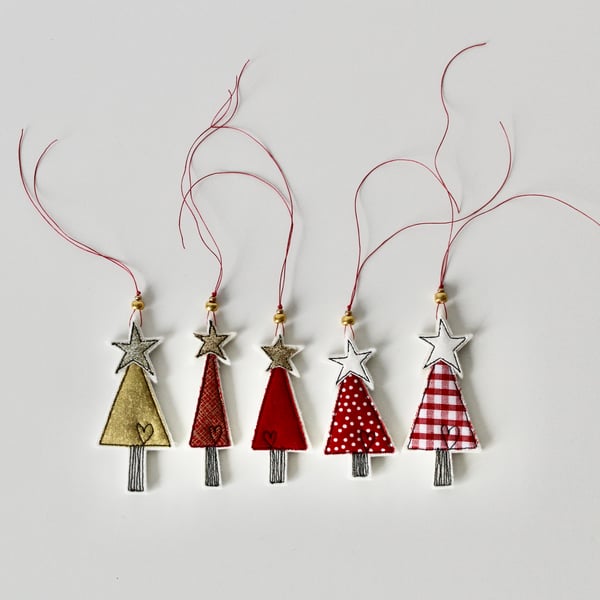 'Christmas Tree Parcel Toppers' - Pack of 5 - Folksy