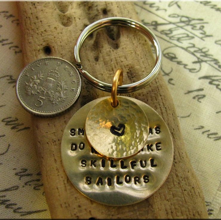 Stamped brass keyring - Folksy