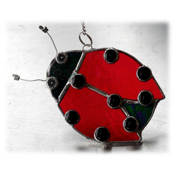 Ladybird Suncatcher Stained Glass Handmade Lady... - Folksy